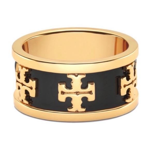 Tory Burch | Jewelry | Tory Burch Black Enamel Raised Signature Logo ...